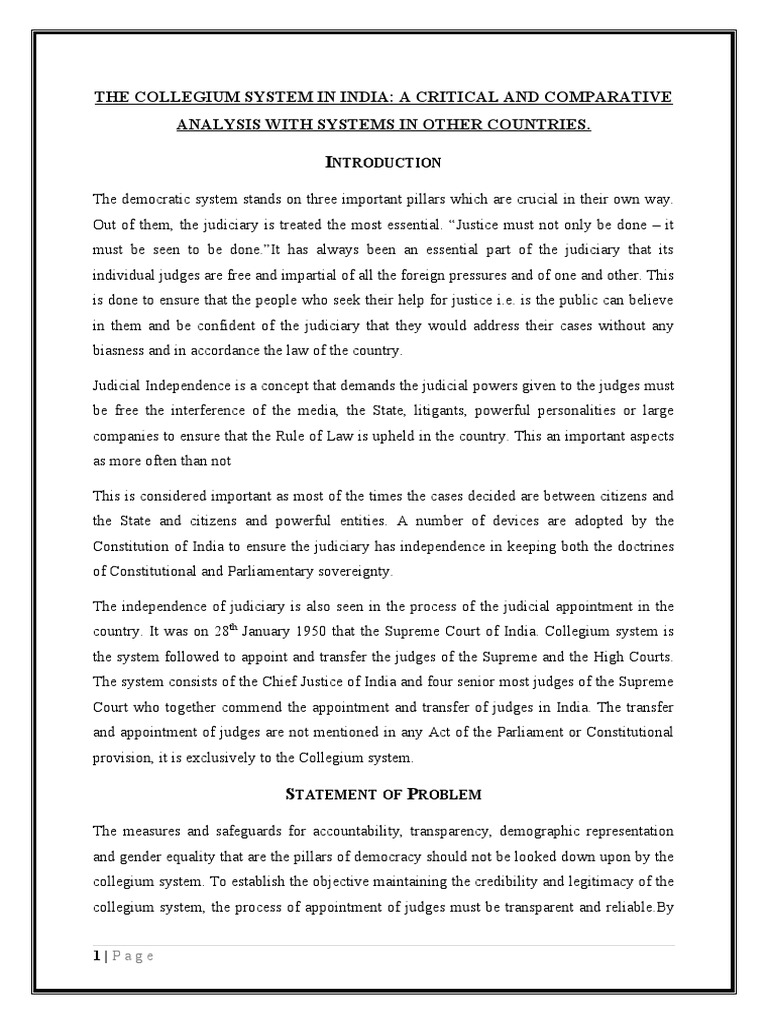 Collegium System: Ensuring Judicial Integrity | PDF | Supreme Court Of ...