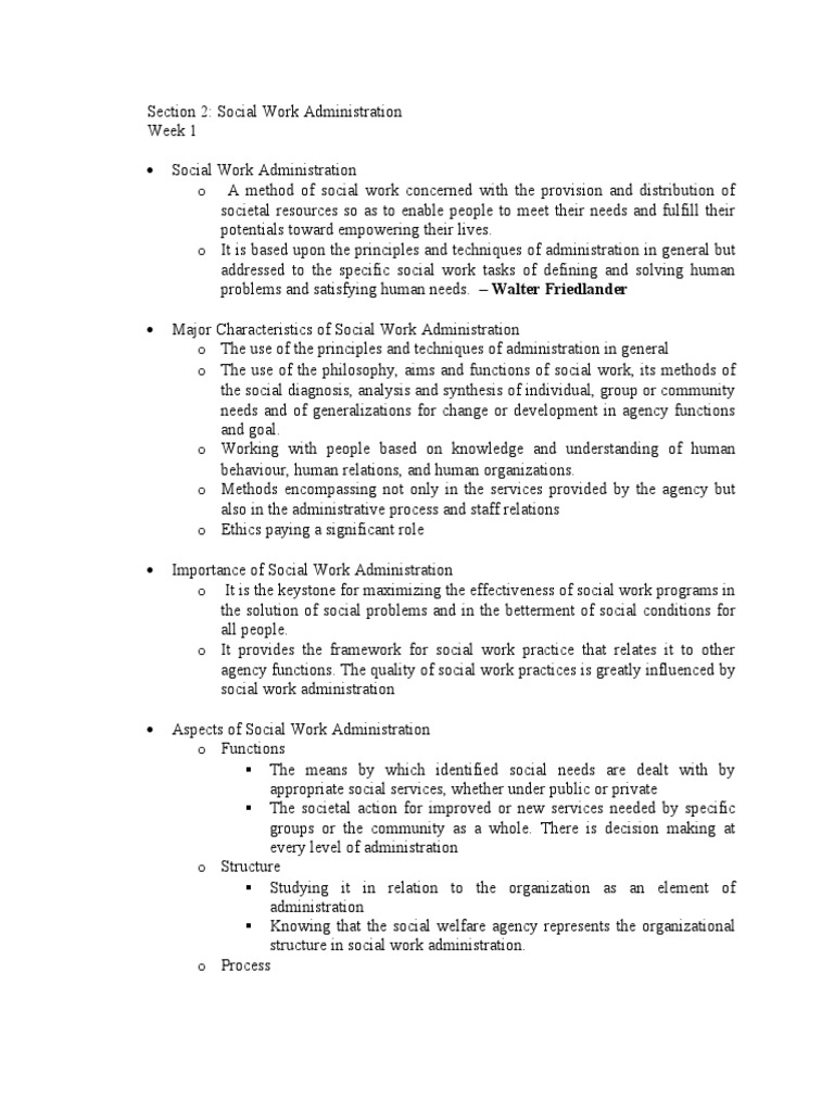 Social Work Administration | PDF | Social Work | Goal