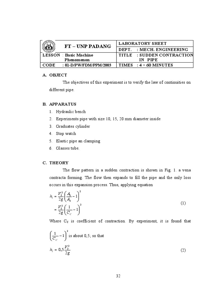 Sudden Contraction in Pipe-Ok | PDF | Pump | Valve