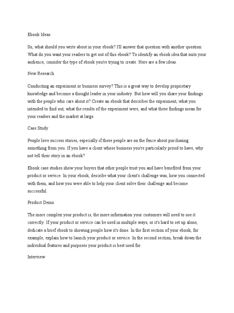 Ebook Ideas | PDF | E Books | Case Study