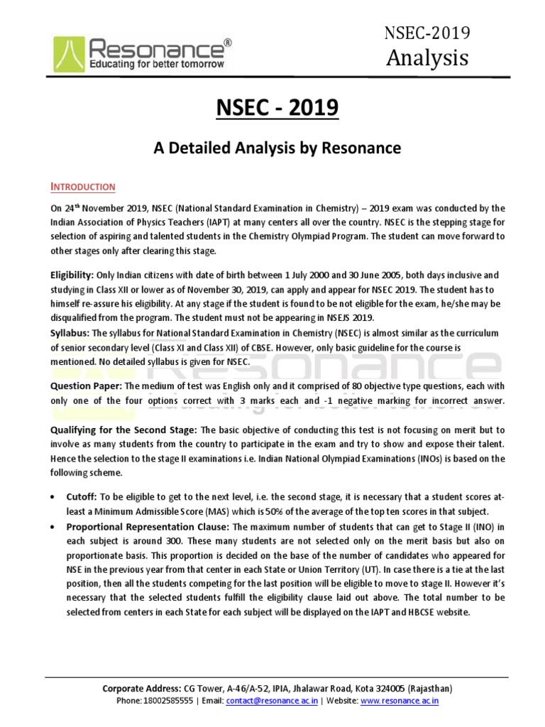NSEC | PDF | Test (Assessment) | Chemistry
