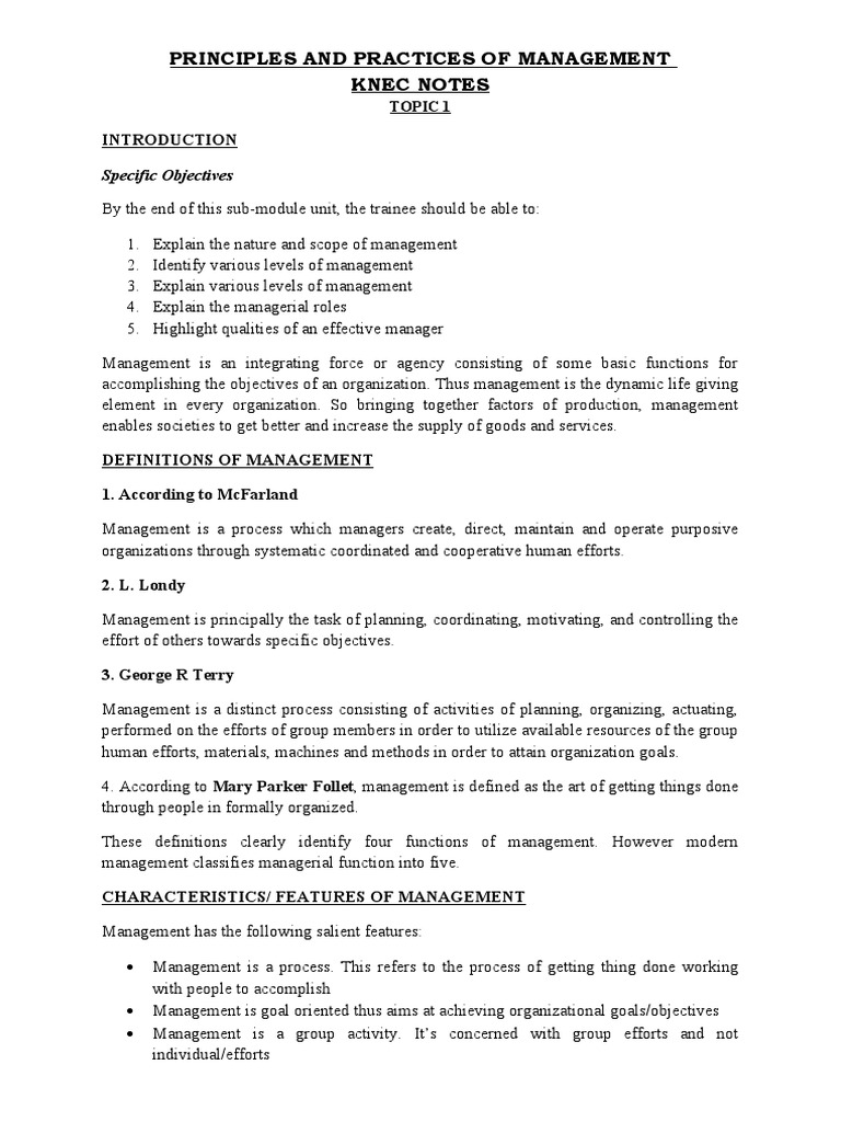 Principles and Practices of Management | PDF | Science | Human Resources