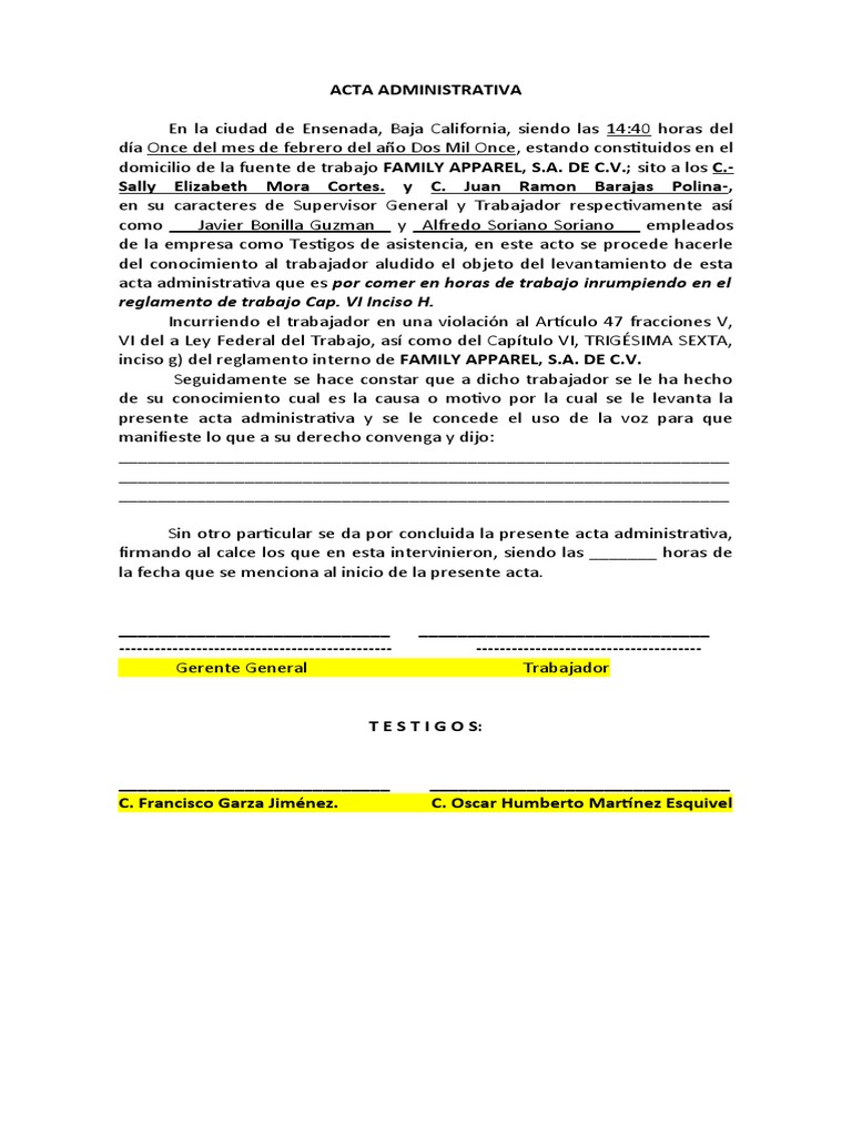 Acta Administrativa | PDF