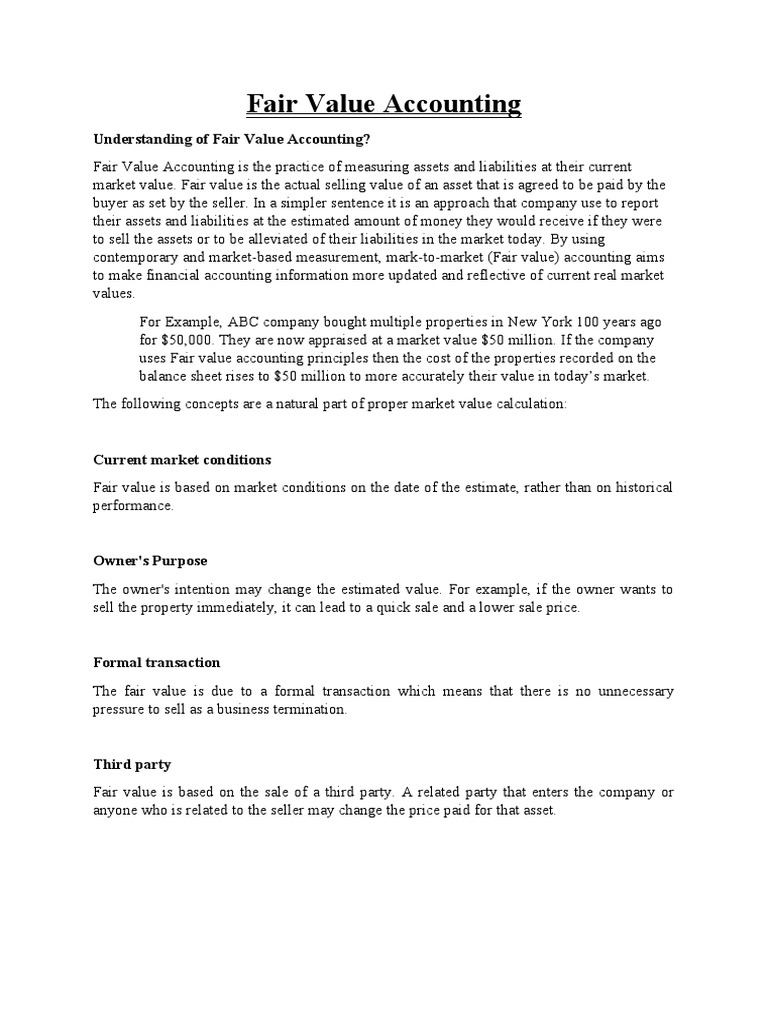 Understanding of Fair Value Accounting? | PDF | Fair Value | Mark To ...