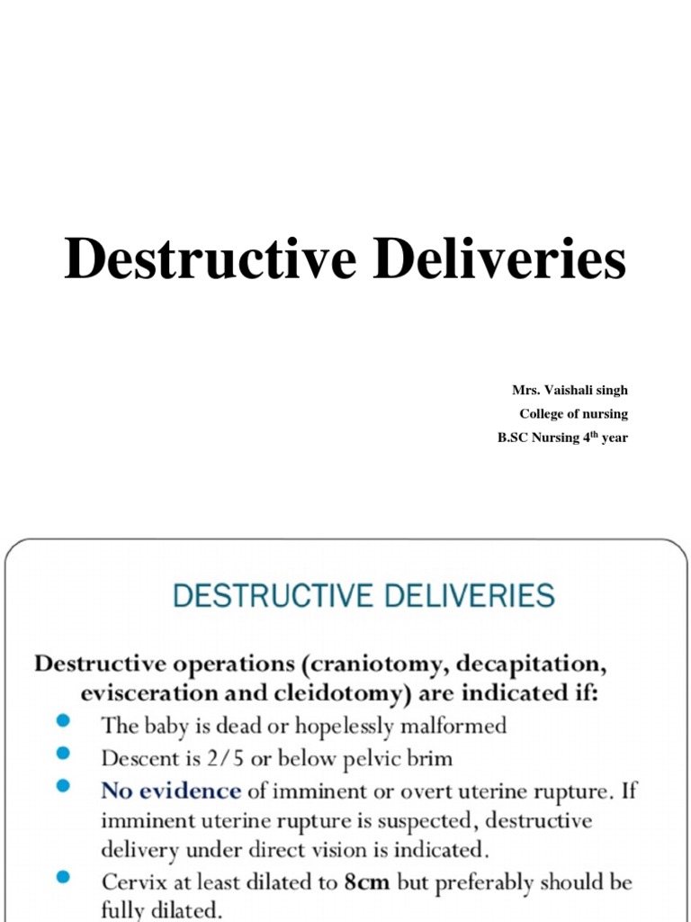 Destructive Delivery Procedures Overview | PDF | Childbirth | Vagina