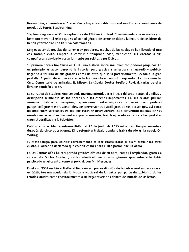 Sem 12 - STEPHEN KING | PDF | Stephen King