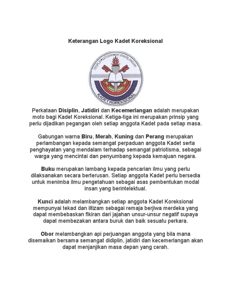 Keterangan Logo Kadet Koreksional | PDF