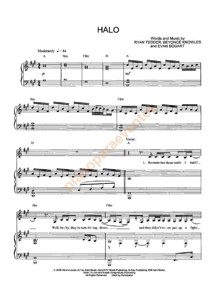 Halo Sheet Music Beyonce | PDF