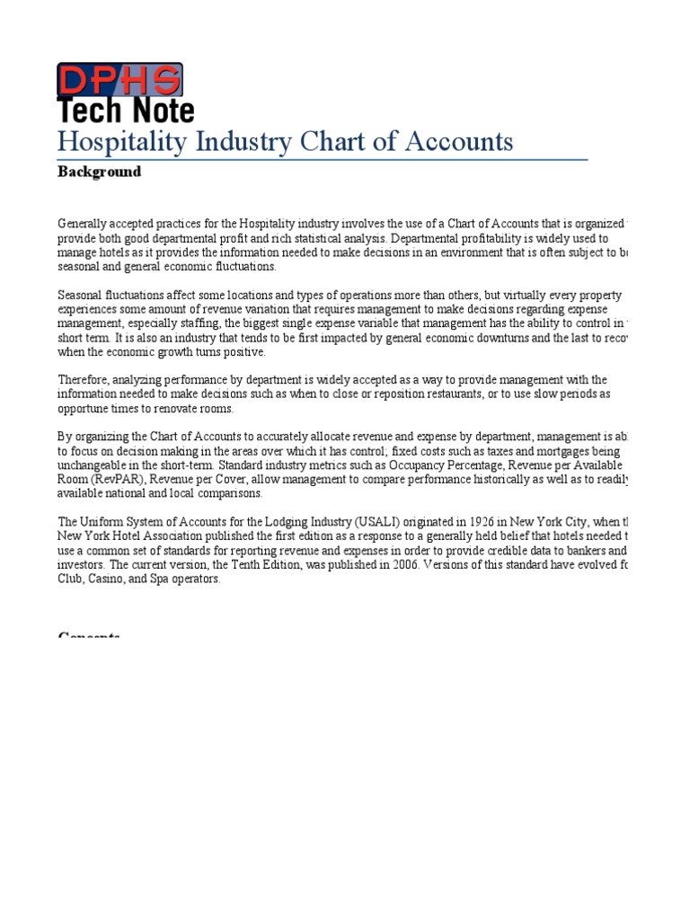 Hospitality Industry Chart of Accounts | PDF | Credit Card | Accrual