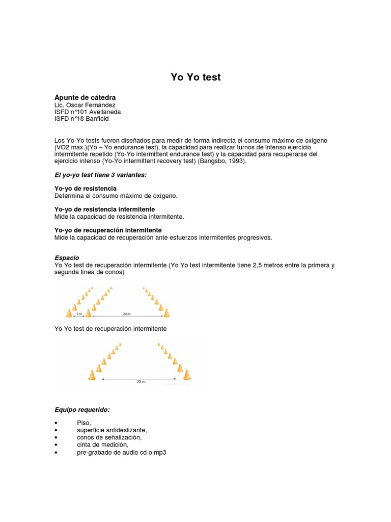 Copia de Yo Yo Test | PDF | Corriendo | Asociación de Futbol