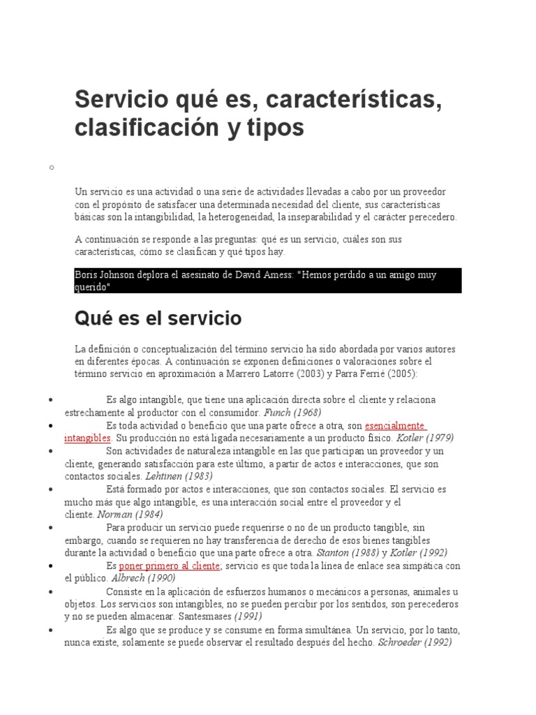 Servicio Qué Es, Características, Clasificación y Tipos | PDF | Calidad ...