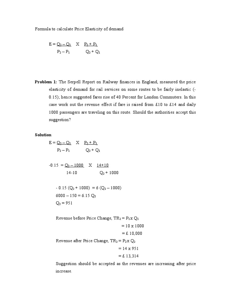 Elasticity of Demand Problems With Solutions | PDF | Price Elasticity ...