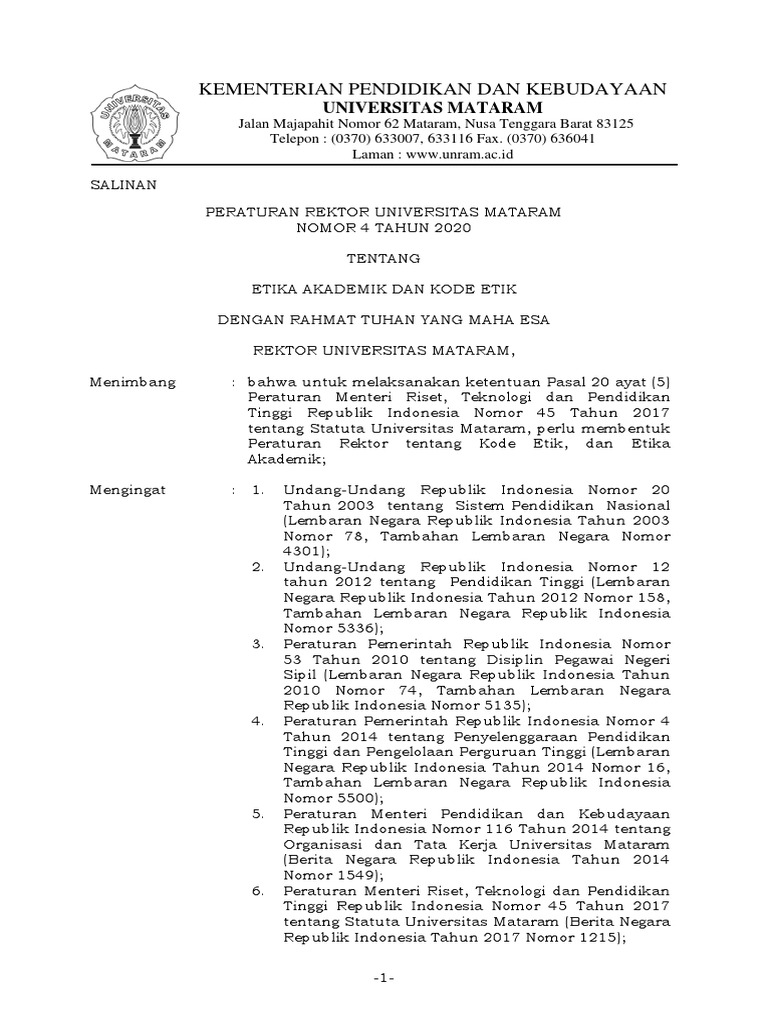 Salinan Final Kode Etik Dan Etika Akademik Scan | PDF