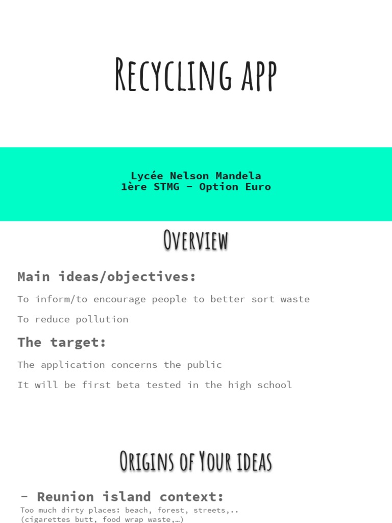 Recycling App Presentation | PDF