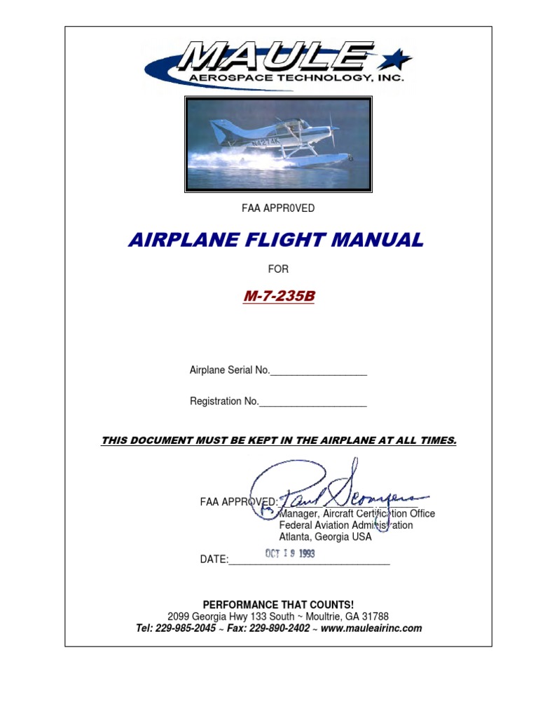 Airplane Flight Manual: This Document Must Be Kept in The Airplane at ...