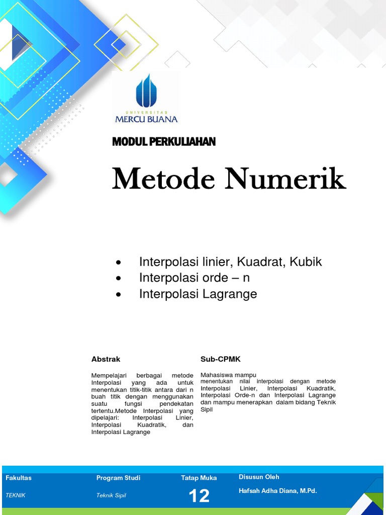Modul Metode Numerik Teknik Sipil | PDF