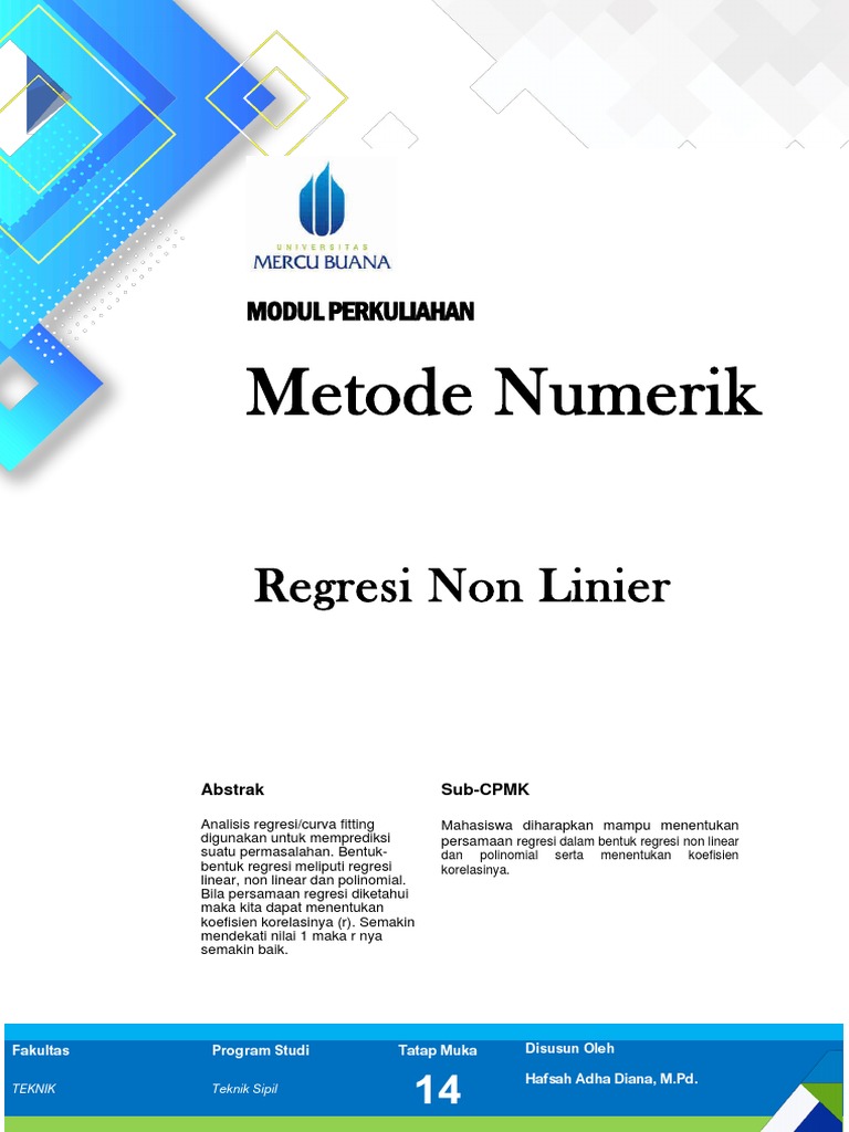 Modul 14 - Metode Numerik - 2021 | PDF | Karier & Perkembangan | Metode & Bahan Ajar