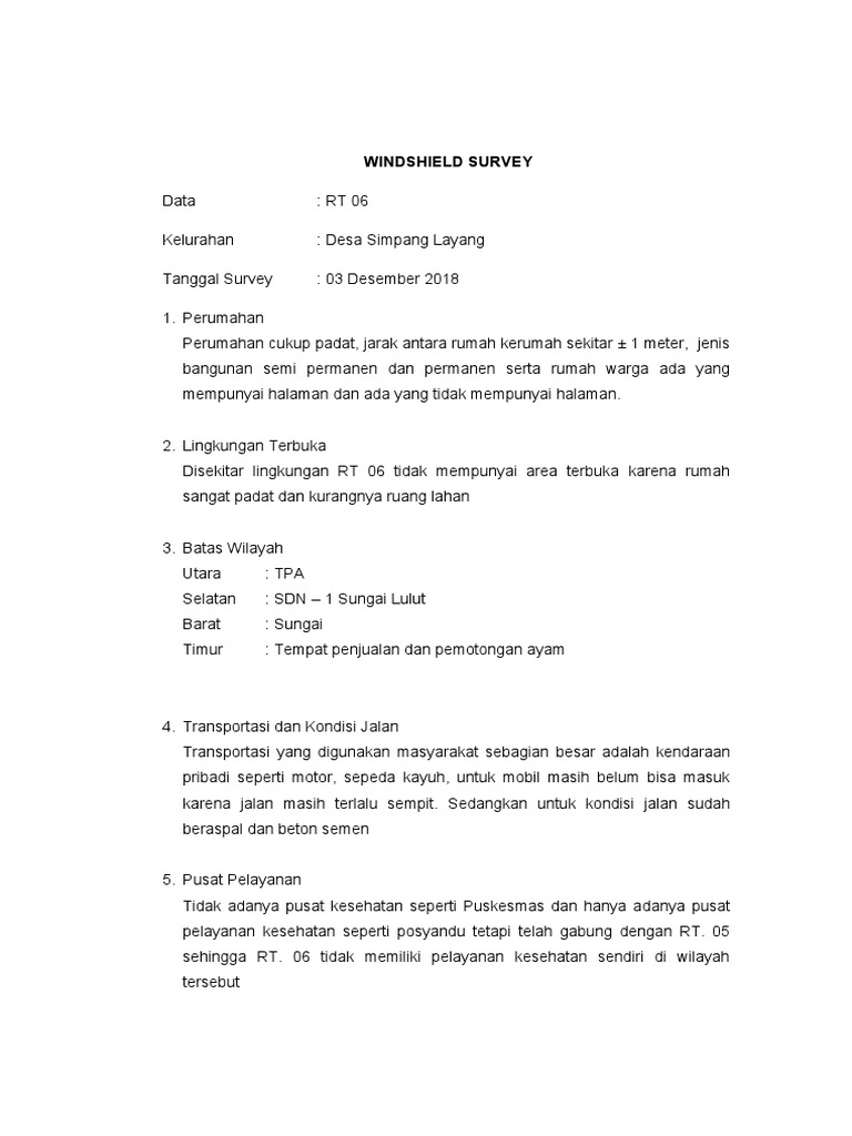 Windshield Survey Rt. 06 | PDF