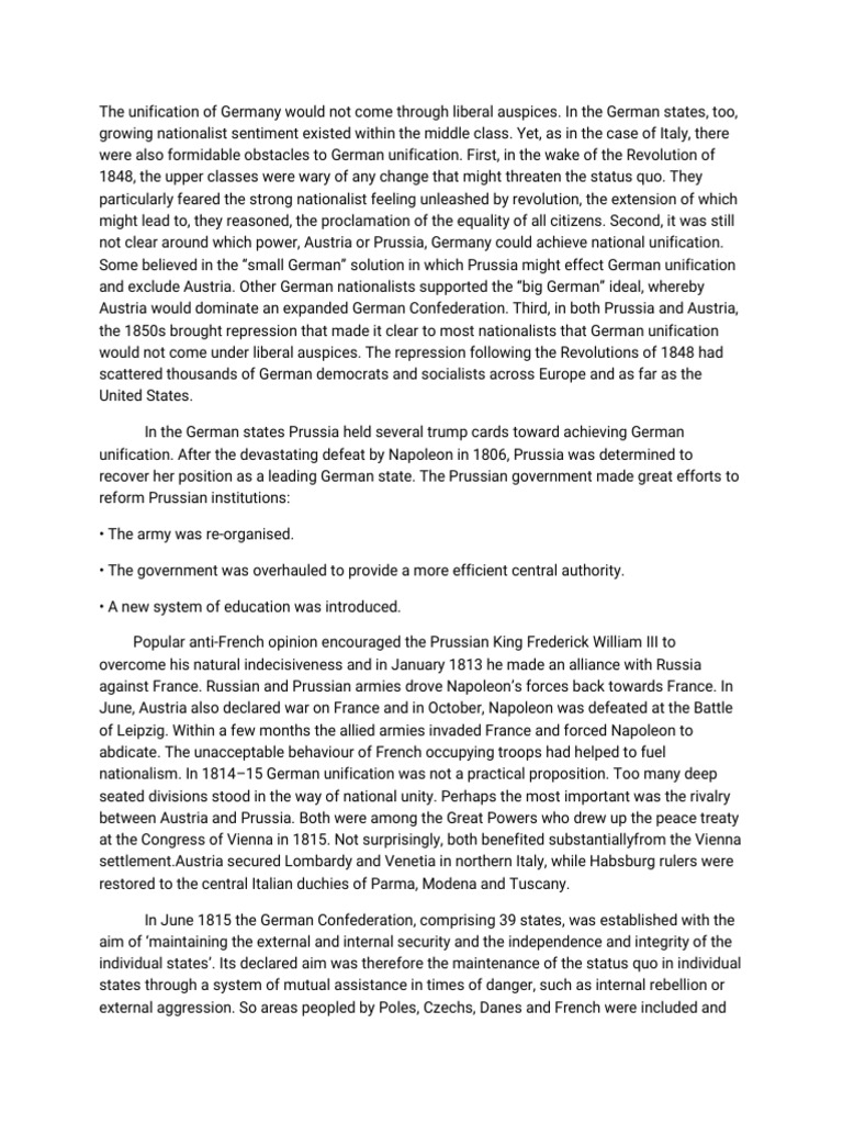 Factors Influencing German Unification | PDF