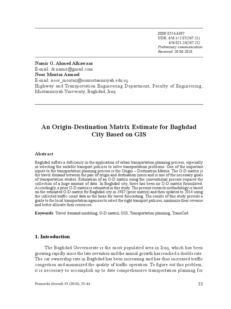 An Origin Destination Matrix Estimate Fo | PDF | Transport | Traffic