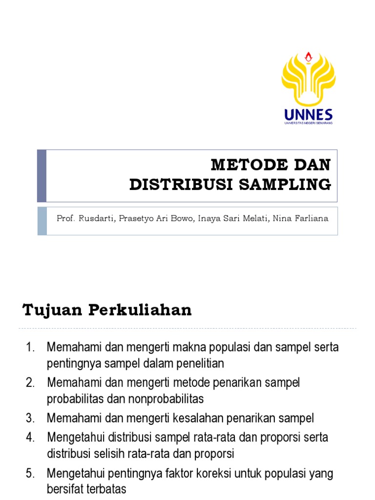 Metode dan Distribusi Sampling Penelitian | PDF | Sains & Matematika