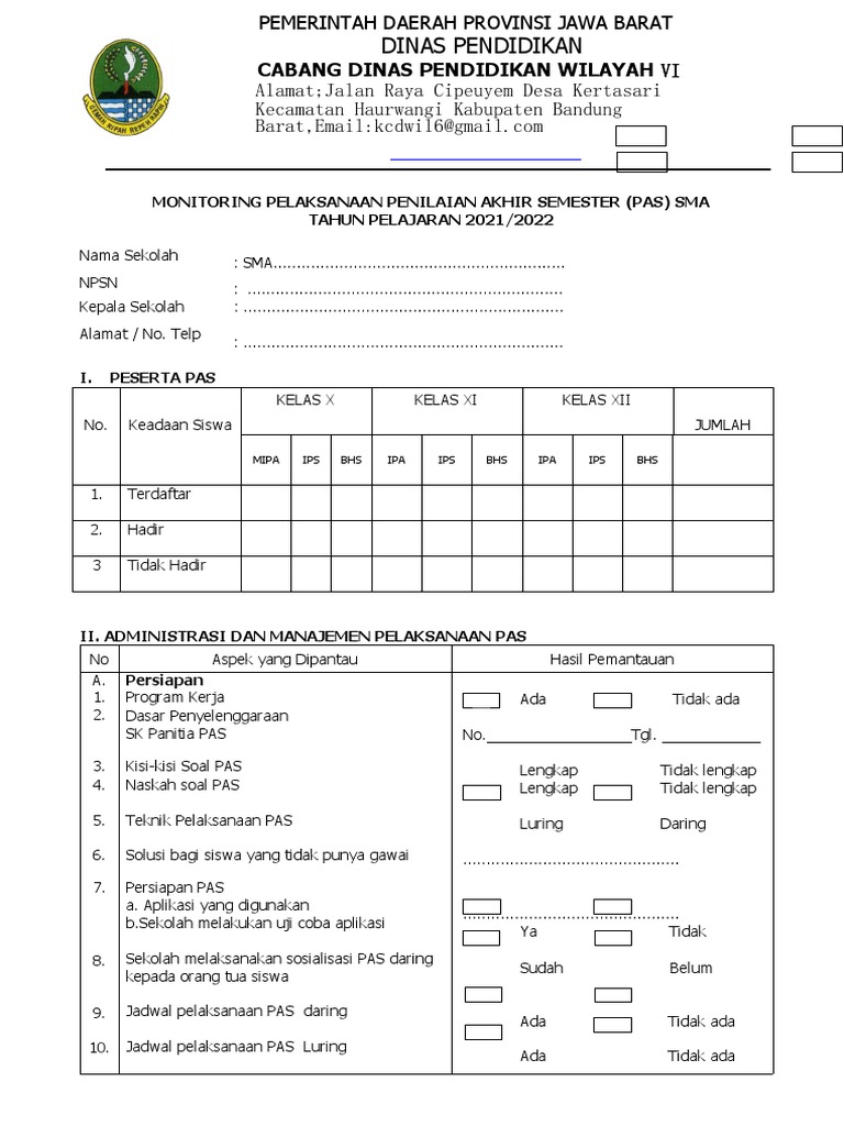 Instrumen PAS 2021 | PDF