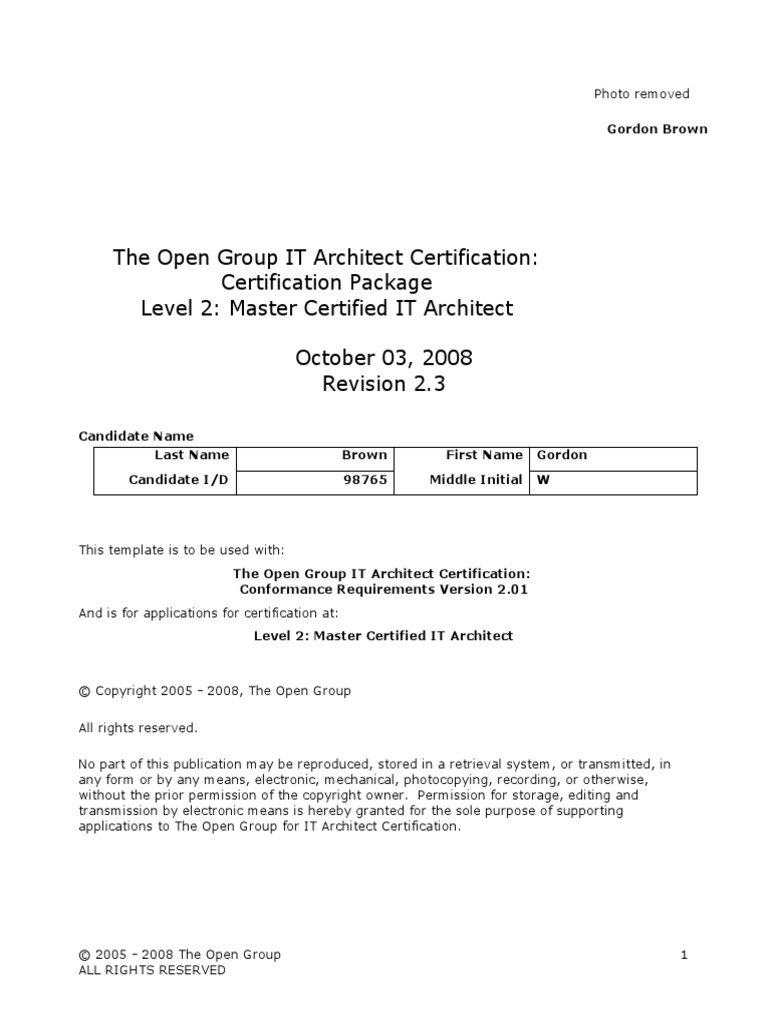 The Open Group IT Architect Certification: Certification Package Level ...