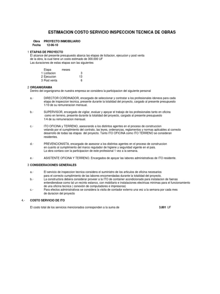Costos y Etapas del Servicio ITO | PDF | Presupuesto | Gobierno