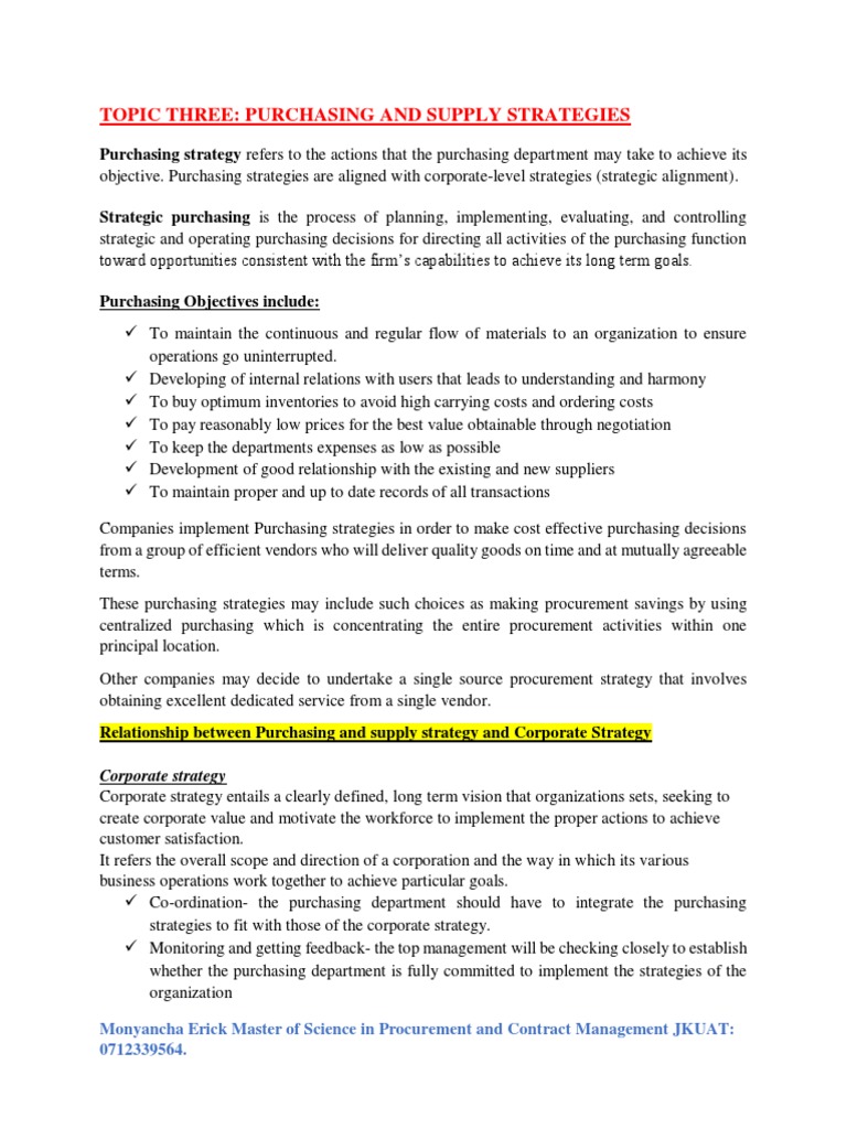 Topic Three Pss 1 | PDF | Procurement | Supply Chain