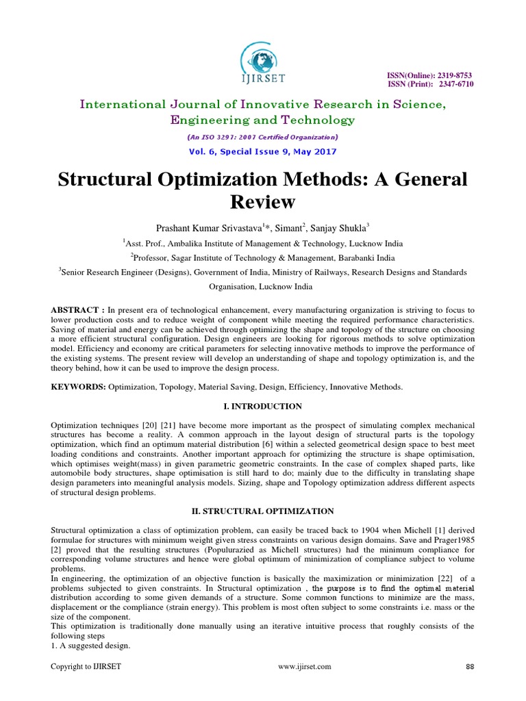 17 ME COTII Structural Optimization Methods A General Review | PDF | Mathematical Optimization ...