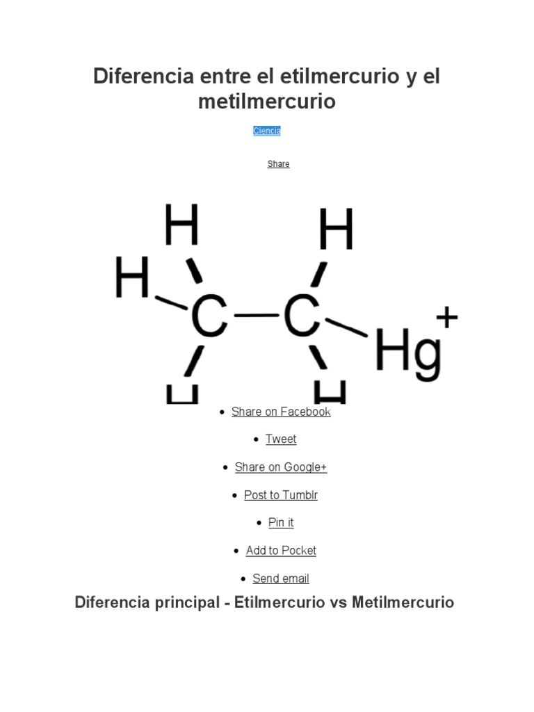 Diferencia Entre El Etilmercurio y El Metilmercurio | PDF | Mercurio ...