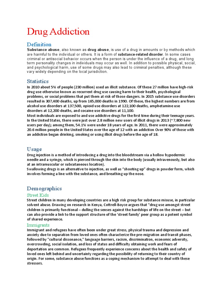 Drug Addiction | PDF | Substance Abuse | Substance Use Disorder