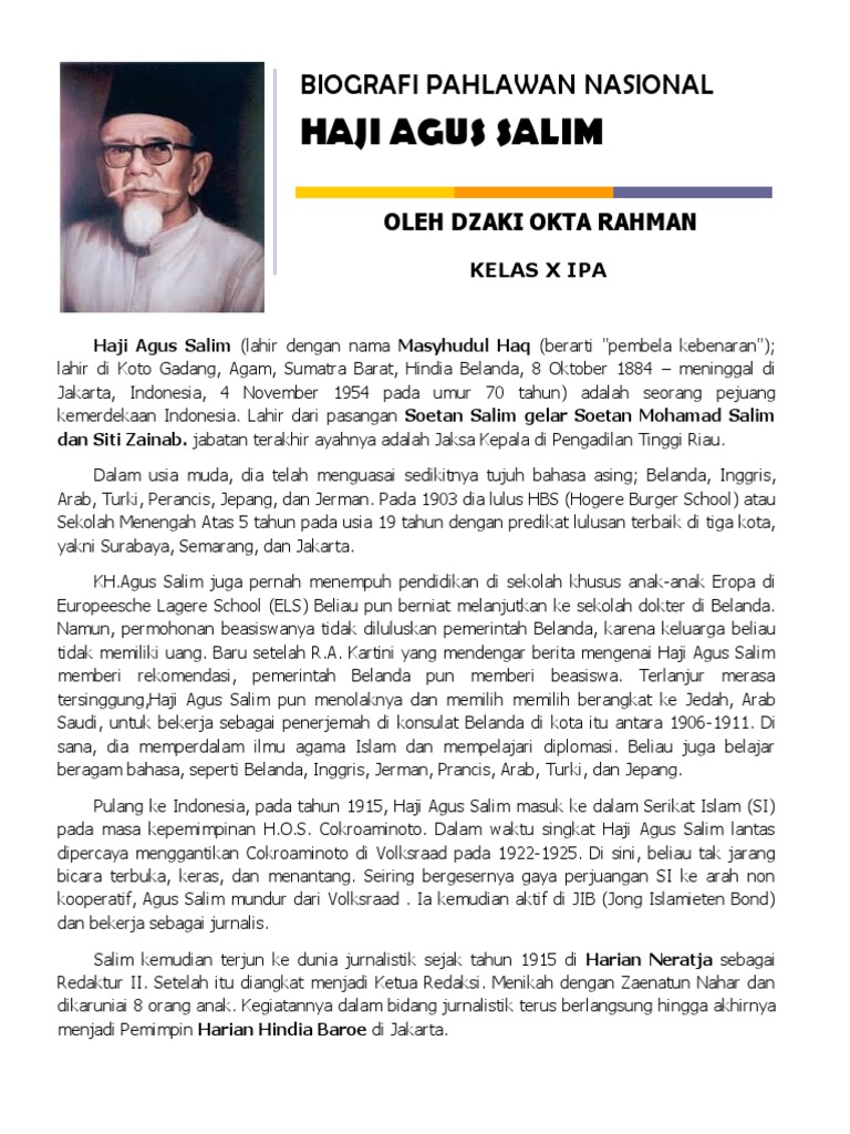 Biografi Haji Agus Salim | PDF
