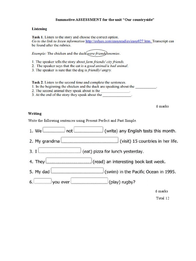 Answer Key for Unit Assessment | PDF