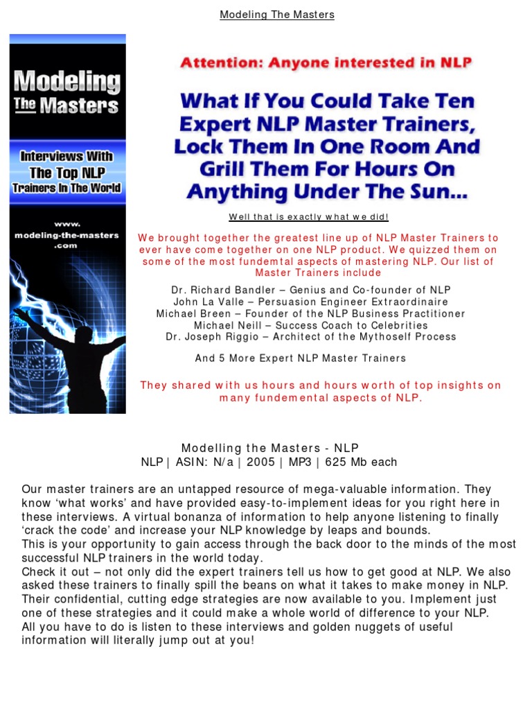 NLP Master Trainers Insights | PDF