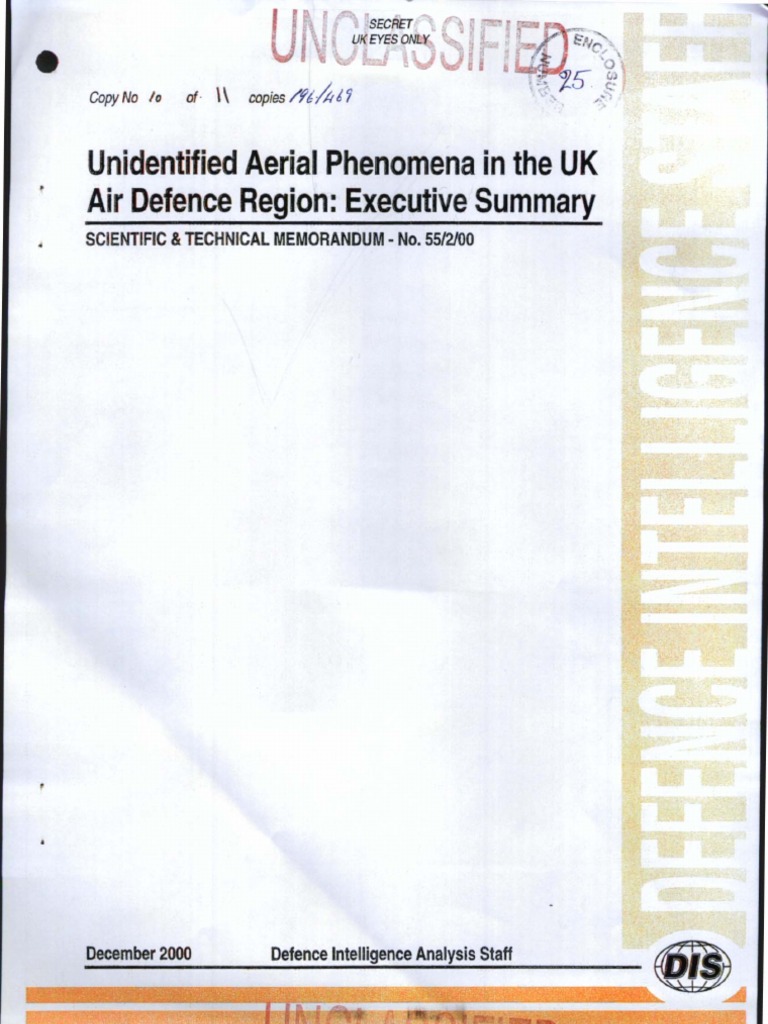 Project Condign Part 0 (UAP in UK Air Defence - Executive Summary) | PDF
