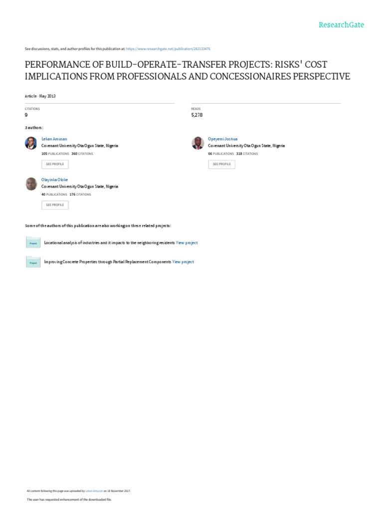 Build Operate Transfer | PDF | Risk | Inflation