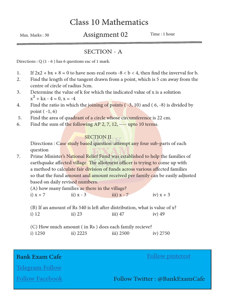 Assignment 02 Class 10 Maths | PDF | Sphere | Circle