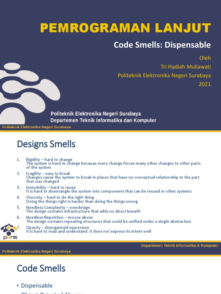 Pemrograman Lanjut: Code Smells: Dispensable | Download Free PDF ...