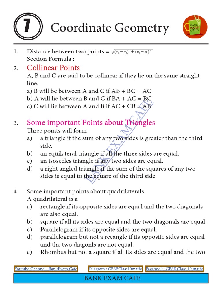 Coordinate Geometry Study Material Class 10 Maths | PDF | Rectangle ...