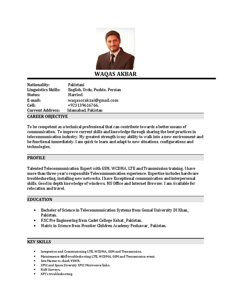 Telecom Engineer Resume: Waqas Akbar | PDF | Ericsson | Lte ...