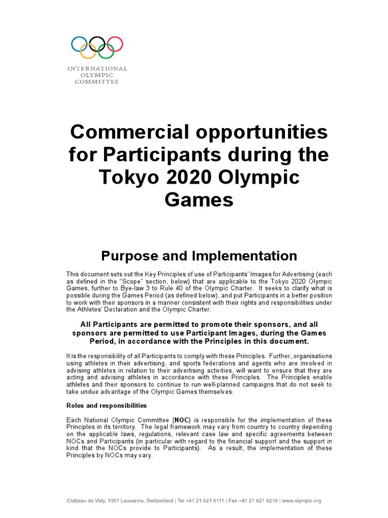 Commercial Opportunities For Participants During The Tokyo 2020 Olympic ...