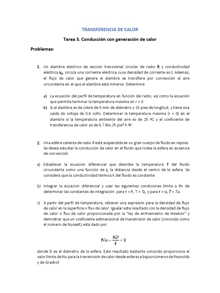 Tarea 3 Generación de Calor | PDF