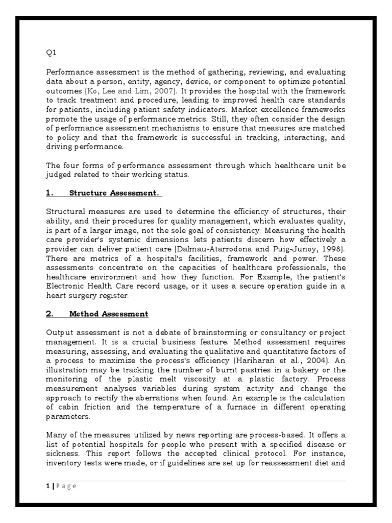 Healthcare Performance Assessment Methods | PDF | Health Care | Patient