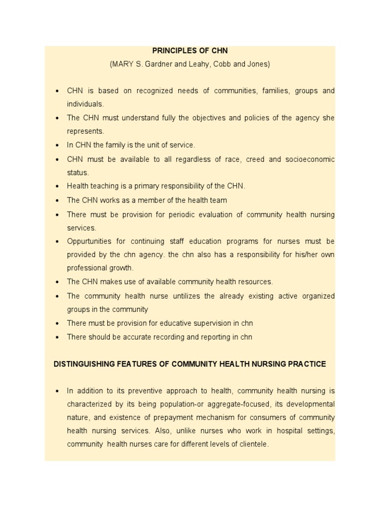 Principles of CHN New Updated | PDF | Public Health | Nursing