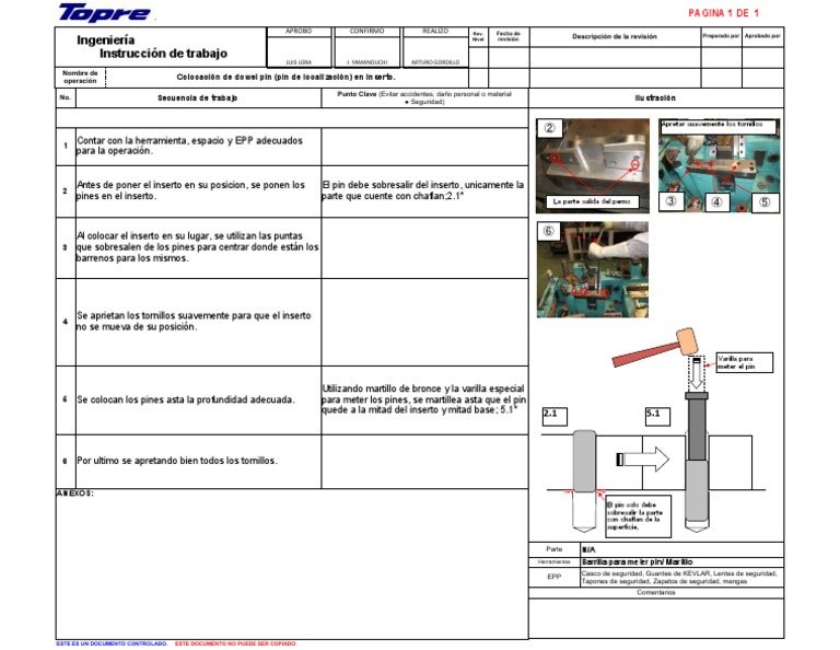 Colocacion de Dowel Pin | PDF | Herramientas | Bienes manufacturados
