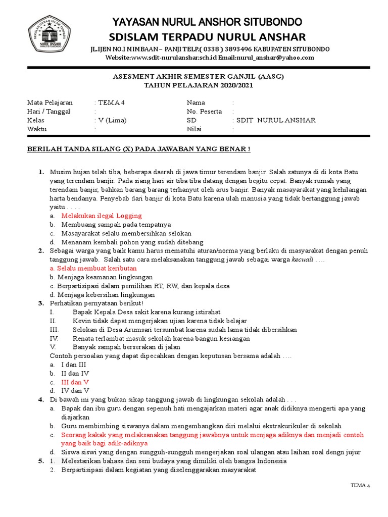 Bismillah Soal Tema 4 - Ika Yuliyanti | PDF