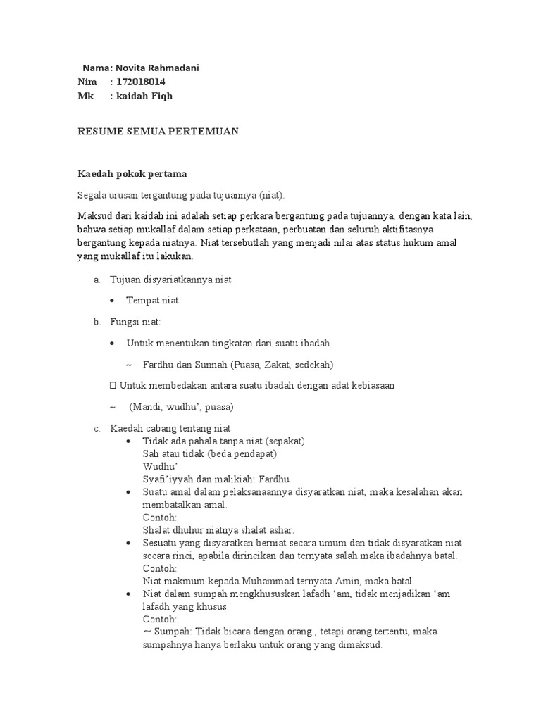 Resume MK Kaidah Fiqh | PDF | Agama & Spiritualitas | Gaya Hidup