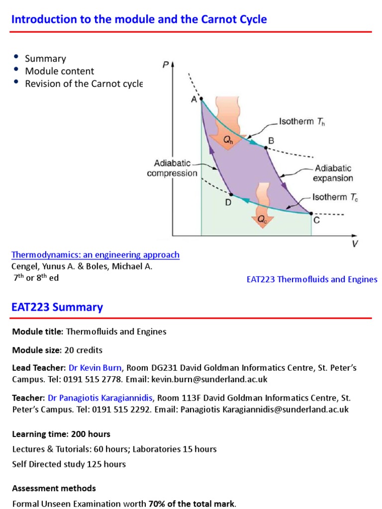 Introduction To The Module and The Carnot Cycle | PDF | Steam | Heat