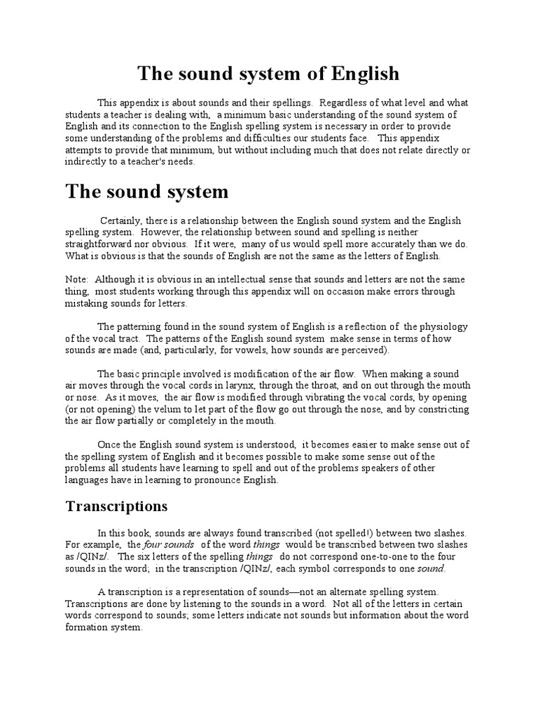 The Sound System of English | PDF | Consonant | Phonetics